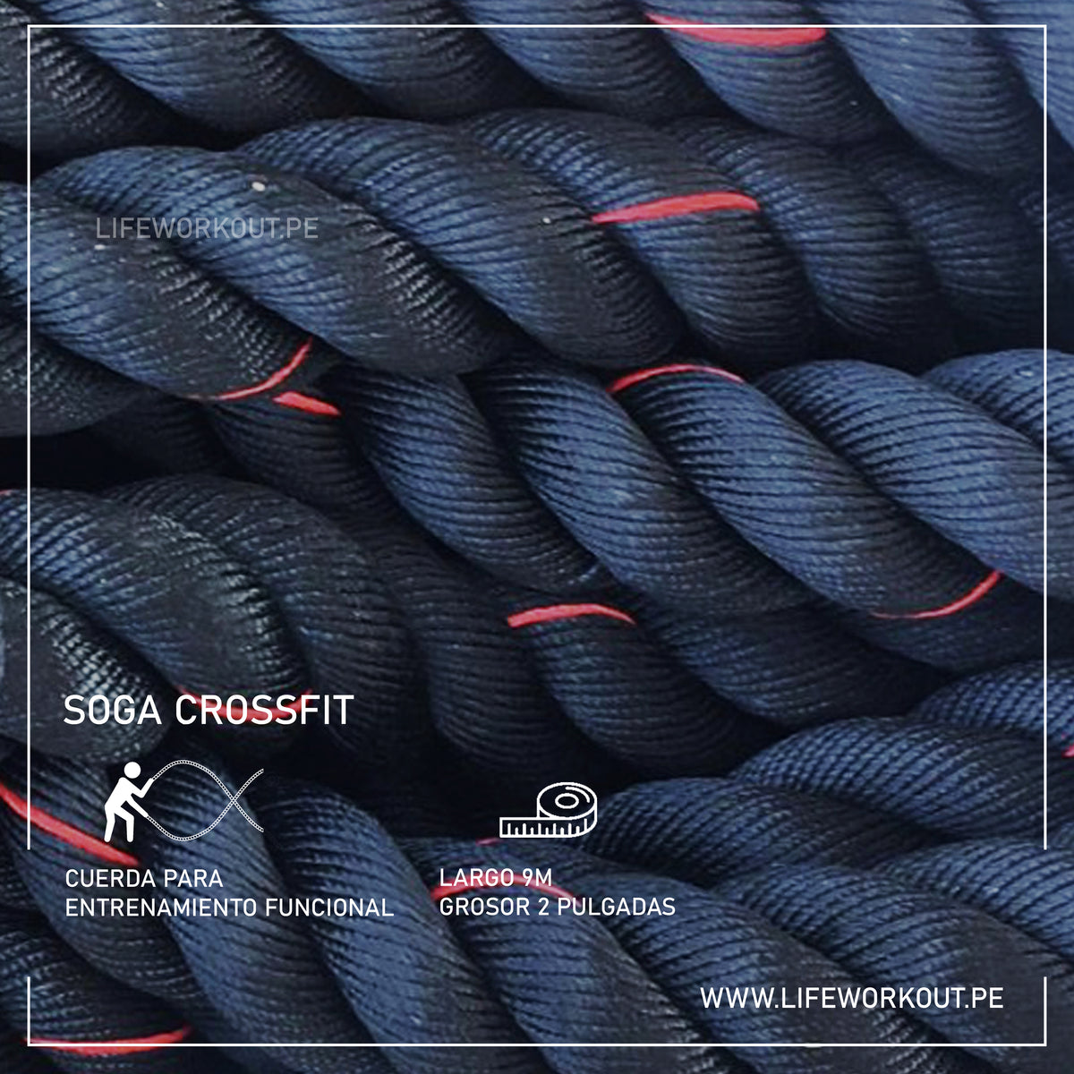 Soga de Crossfit | Battle Rope | Entrenamiento funcional 9 metros | 2 ...